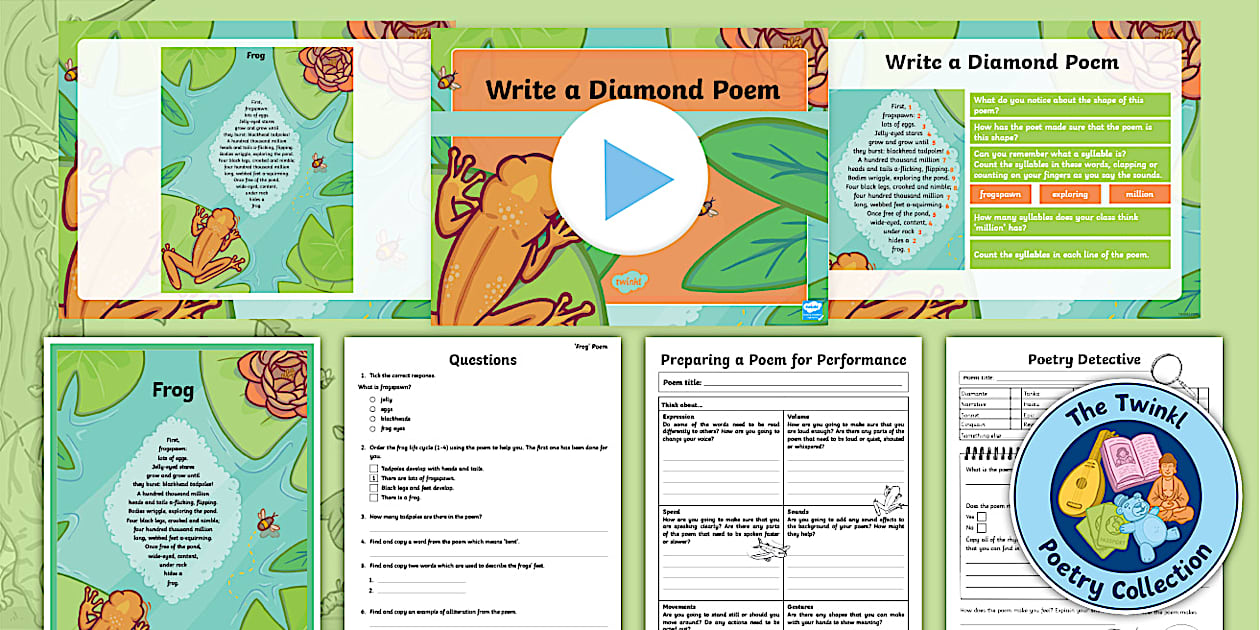 'Frog' – Tadpole Frog Life Cycle Diamond Poem for KS2